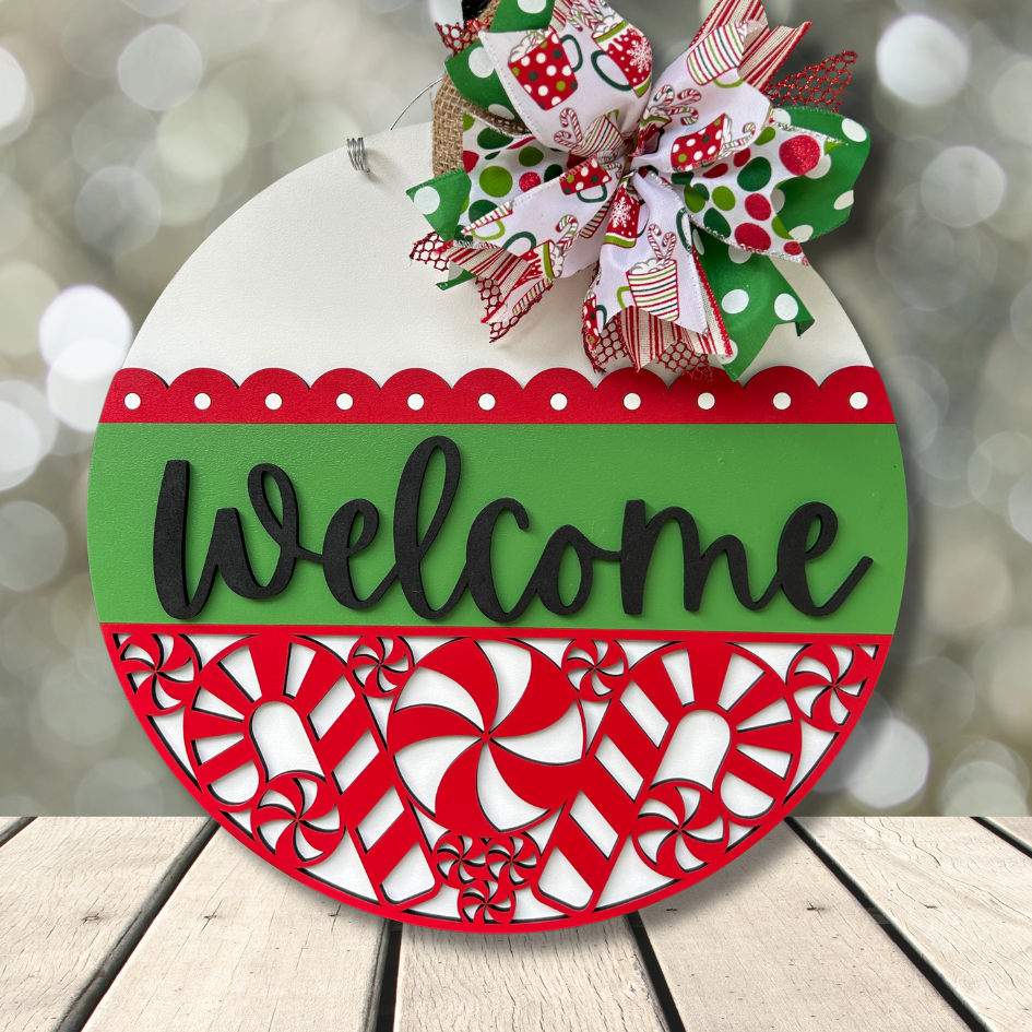 Candy Cane Christmas Door Sign – InScribed